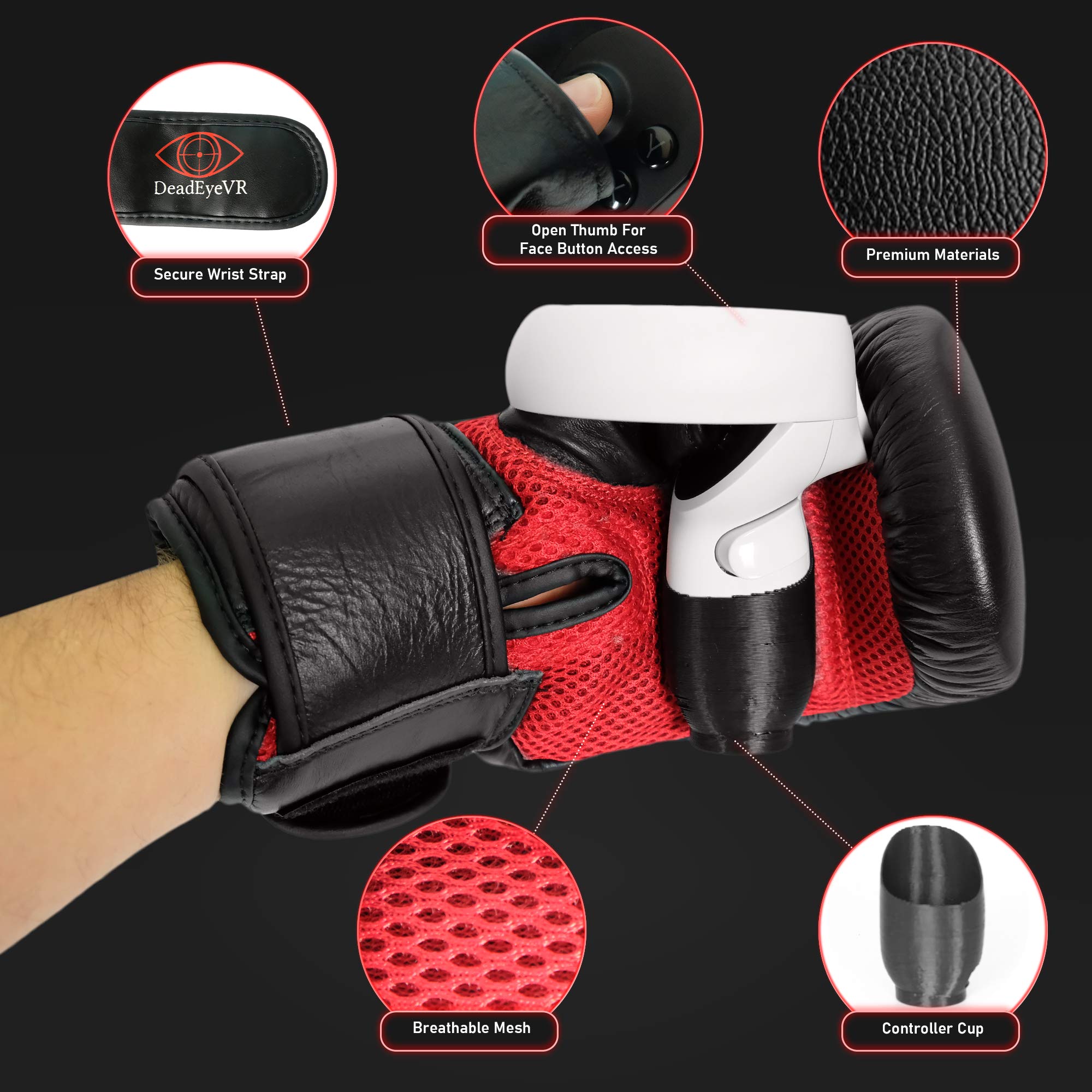 DeadEyeVR Ultimate Boxing Gloves - VR Boxing Mitts Controller Accessory for Thrill of The Fight FitXR BoxVR - Rift S, Oculus Quest 2, Index