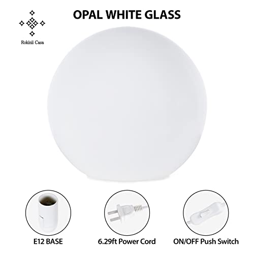 Rokinii Casa 7.8 Inch Ball Table Lamp with Glass Shade, Ball Light Bookshelf Lamp for Bedroom, Dorm, Office and Bedroom Bookshelf Reading Decoration, Without Bulb
