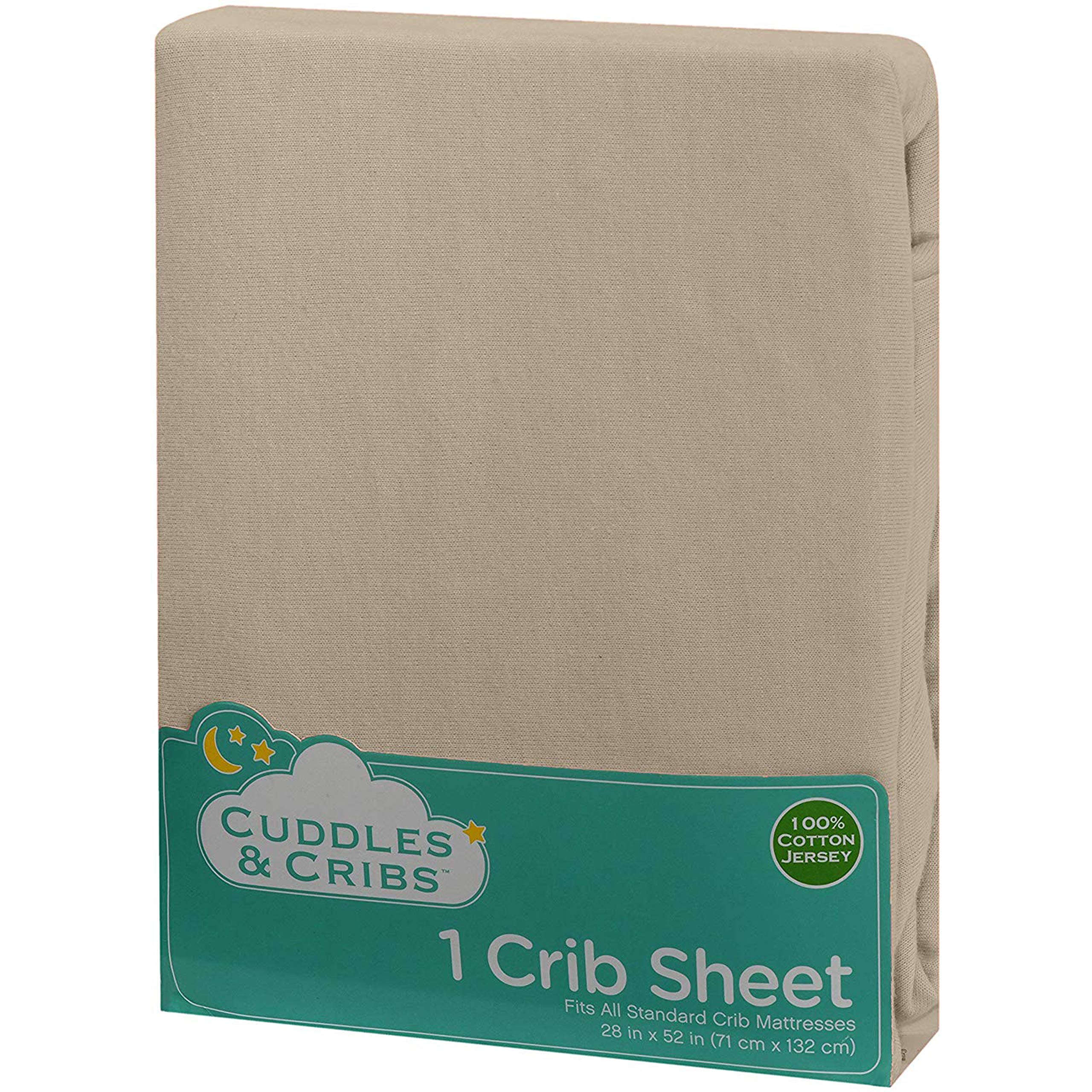 Cuddles & Cribs 100% Cotton Jersey Fitted Crib Sheet - 1 Pack, Natural