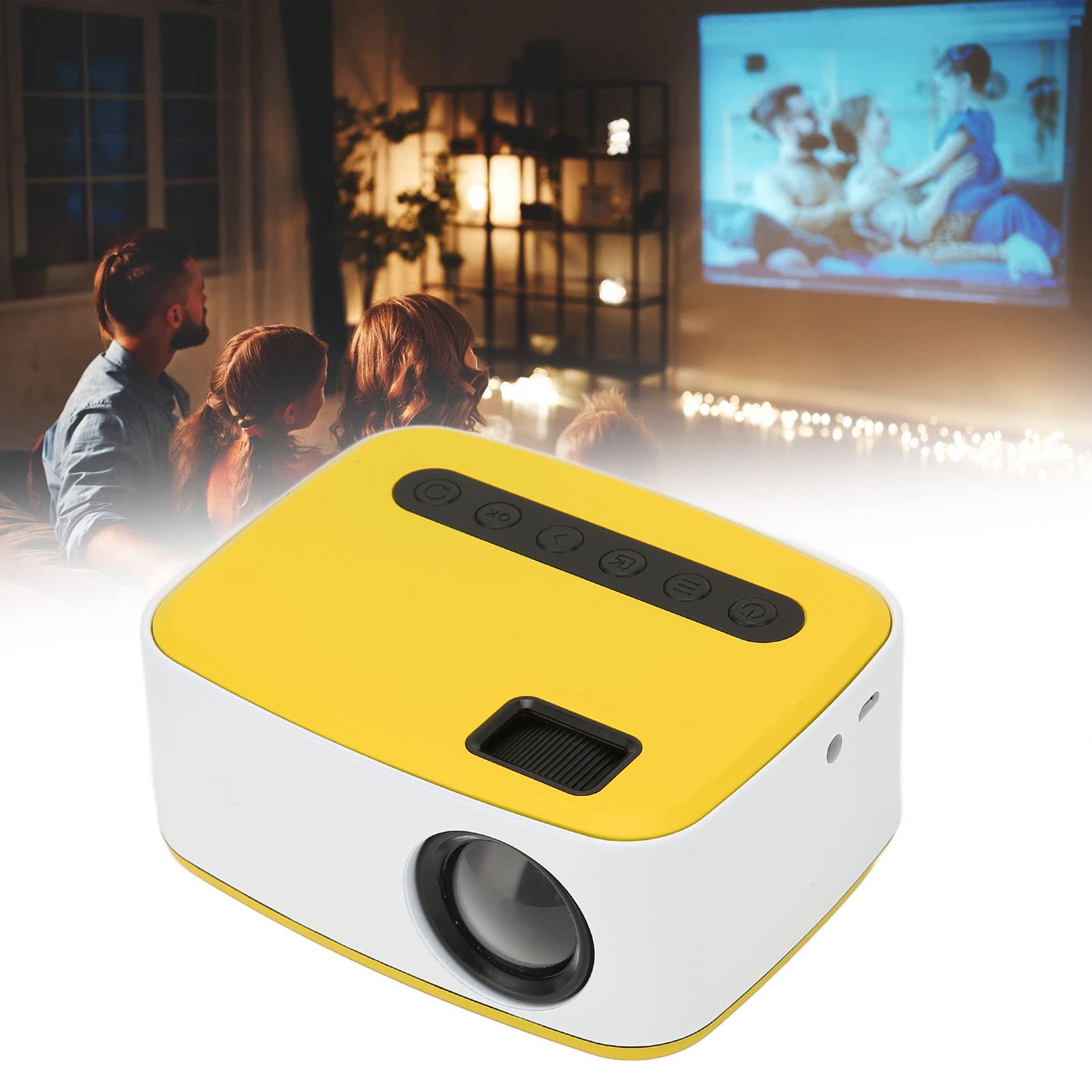 Portable Mini Projector, HD 1080P WiFi USB Bluetooth Wireless Cinema Projector,Built in Speakers,Kids Cartoon Home Theater Beamer,for USB/Mobile Hard Disk/Phone,for Outdoor Movie Video Projector(US)