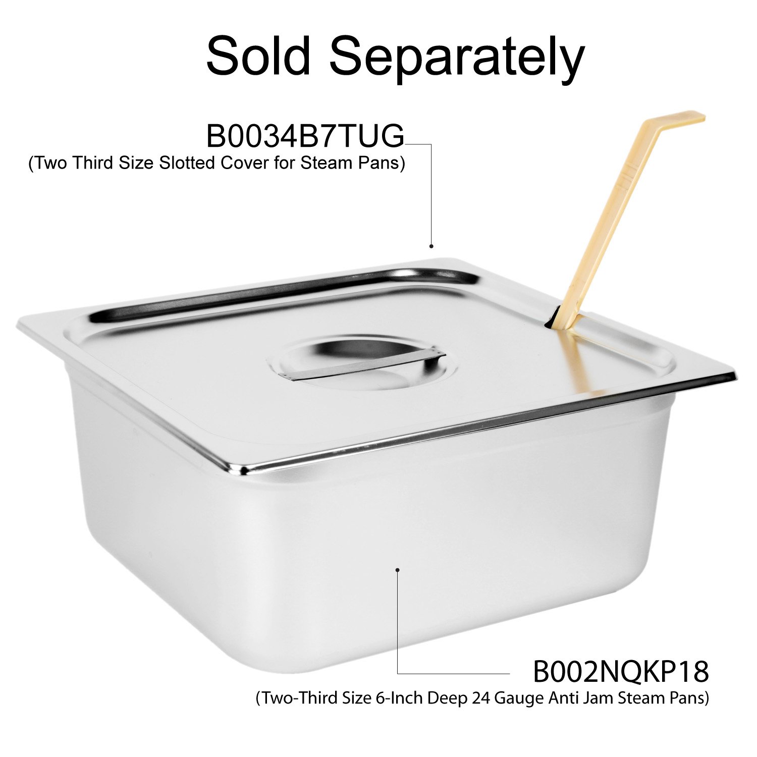 Excellante Two-Third Size 6-Inch Deep 24 Gauge Anti Jam Steam Pans