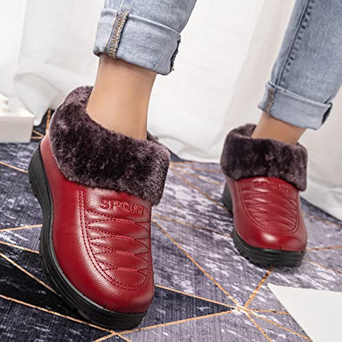 FASDNENDYS White Ankle Boots Platform Women's Boots Winter Warm Low Top Velvet Thick Cotton Shoes Winter Dress Women