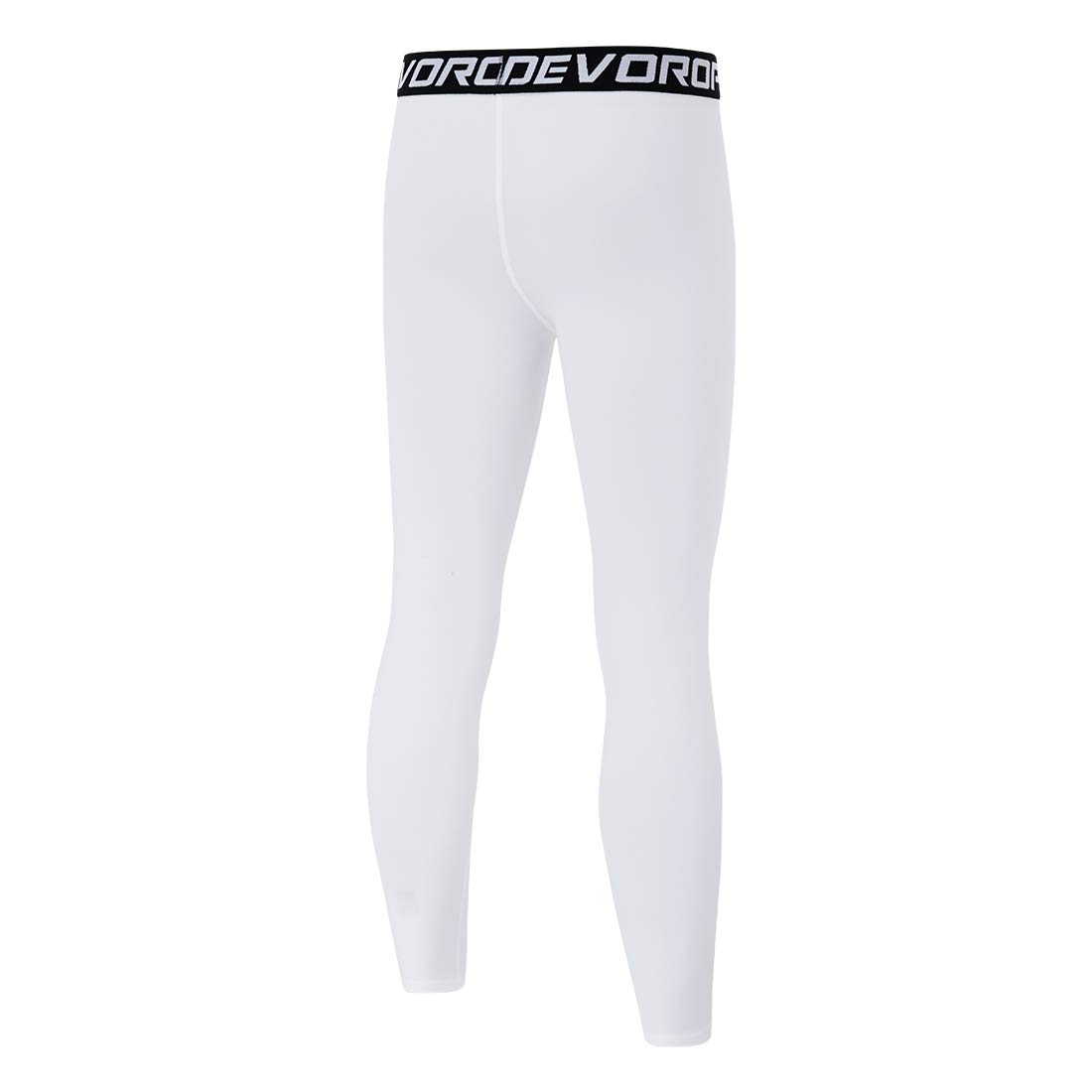 DEVOROPA Boys Leggings Quick Dry Youth Compression Pants Sports Tights Basketball Base Layer White XL