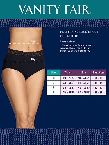 Vanity Fair Women's Flattering Lace Panties: Lightweight & Silky with Superior Stretch, 3 Pack-Black, 6