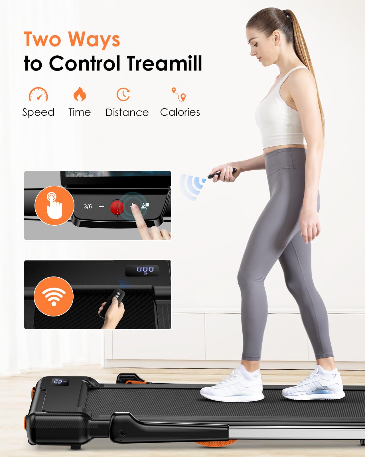 Folding Treadmill Walking Pad 2 in 1, 3HP Foldable Under Desk Treadmill with Ultra Anti-Shock, 16.5" Wider Belt & Handle, Ultra Quiet for Home & Office, Gym, LED Display