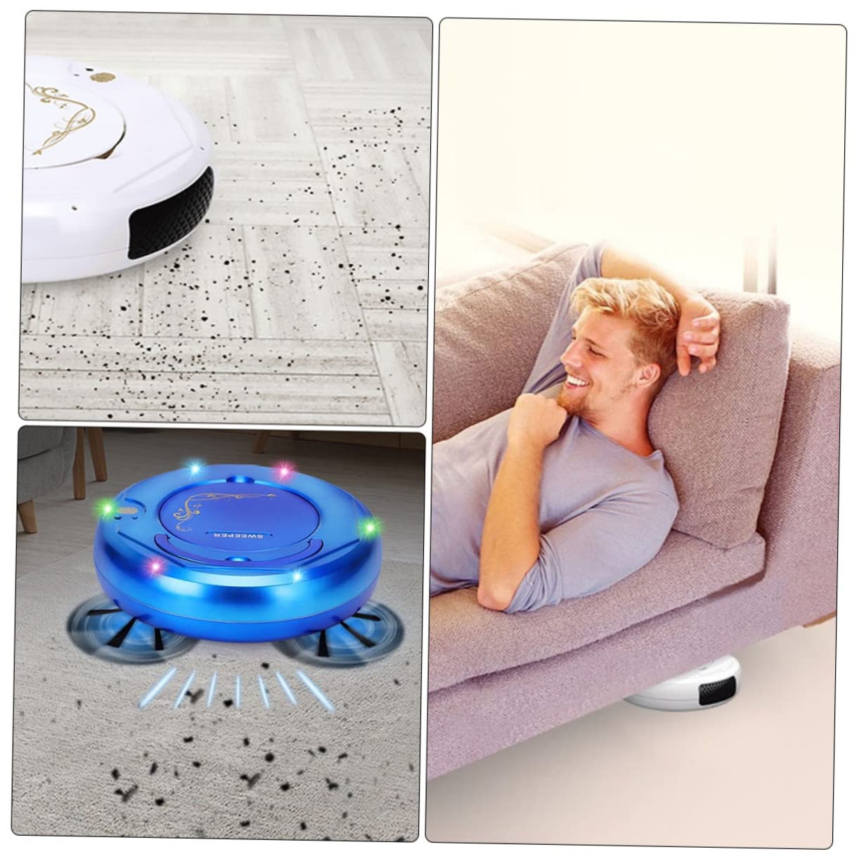 CRAFTHROU Sweeping Robot Home Robot Cleaner Vacuum mop Robot Carpet Robot Vacuum Robot Vacuum mop pet Hair mop Robotic Vacuum Cleaner Automatic Vacuum Cleaner vac mop White Plastic USB Floor