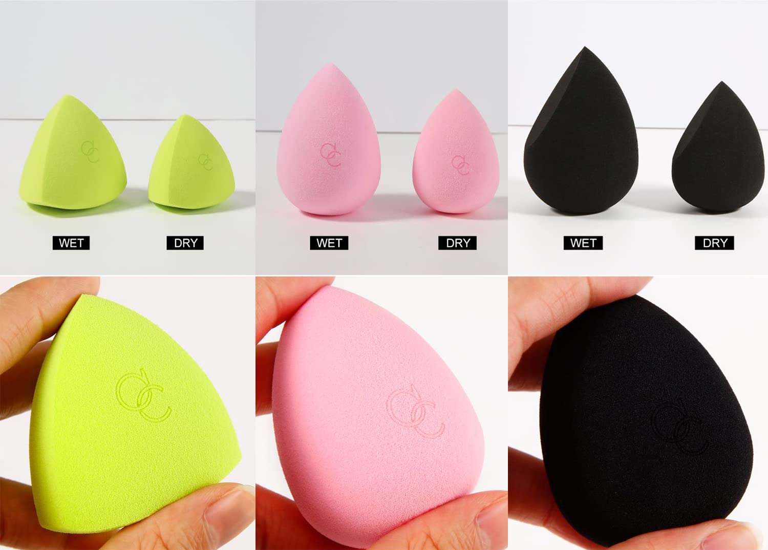 Docolor 6+1Pcs Makeup Sponges with Foundation Brush, Foundation Blending Beauty Sponge & Flat Top Kabuki Brush for Liquid,Cream,and Powder,Buffing,Blending,Full Coverage Foundation