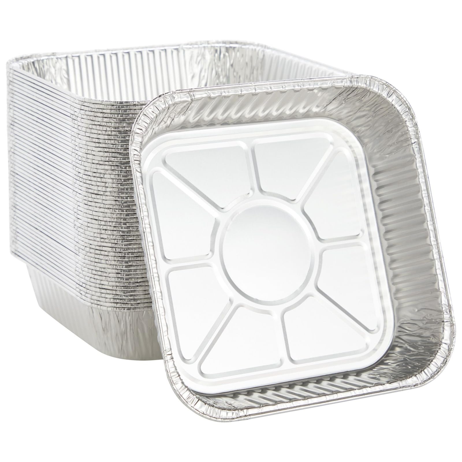 Stockroom Plus 50 Pack 8x8 Disposable Aluminum Foil Pans for Baking, Square Trays for Meal Prep
