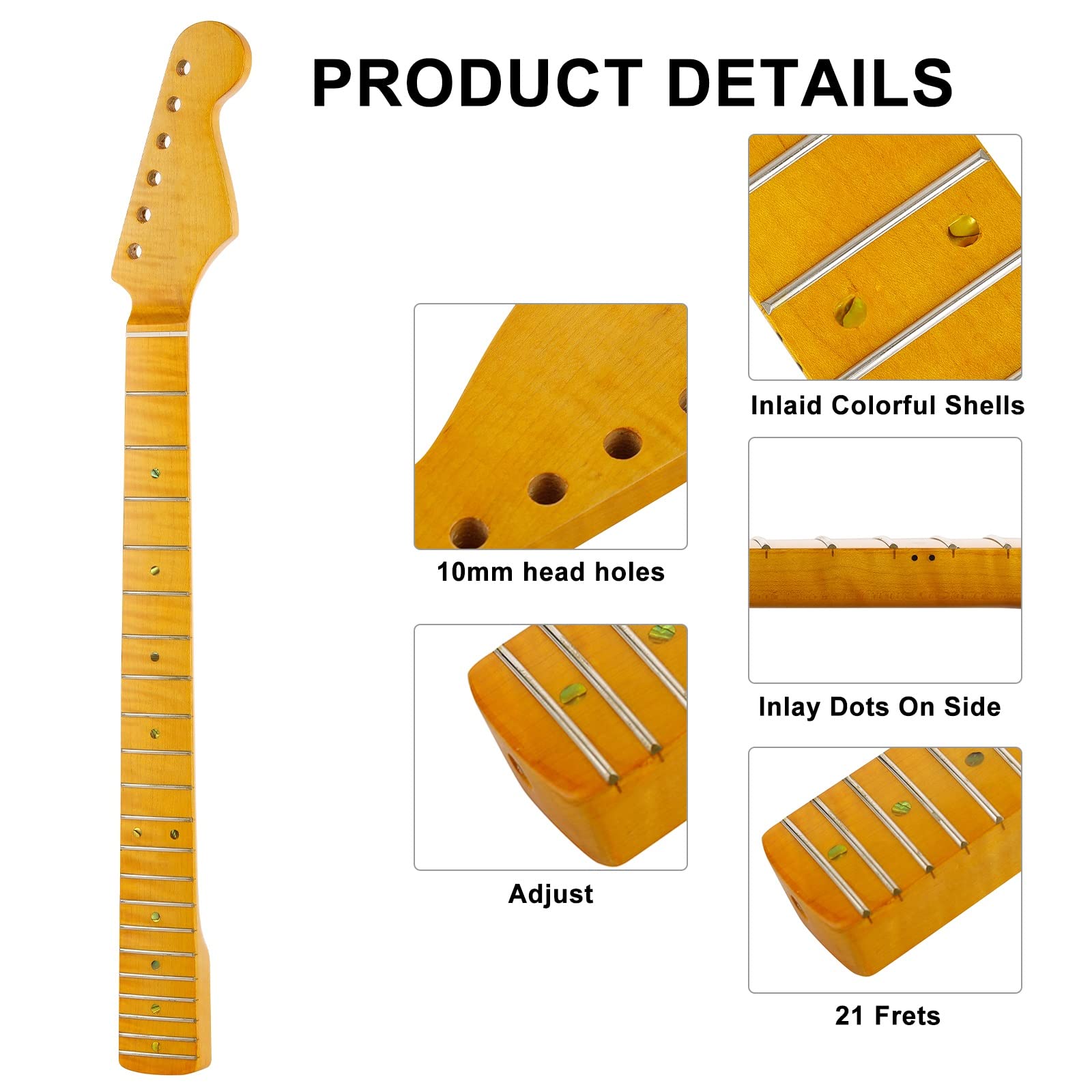 DIY Guitar Neck 21 Fret Maple Fretboard Guitar Neck for ST Style Guitar