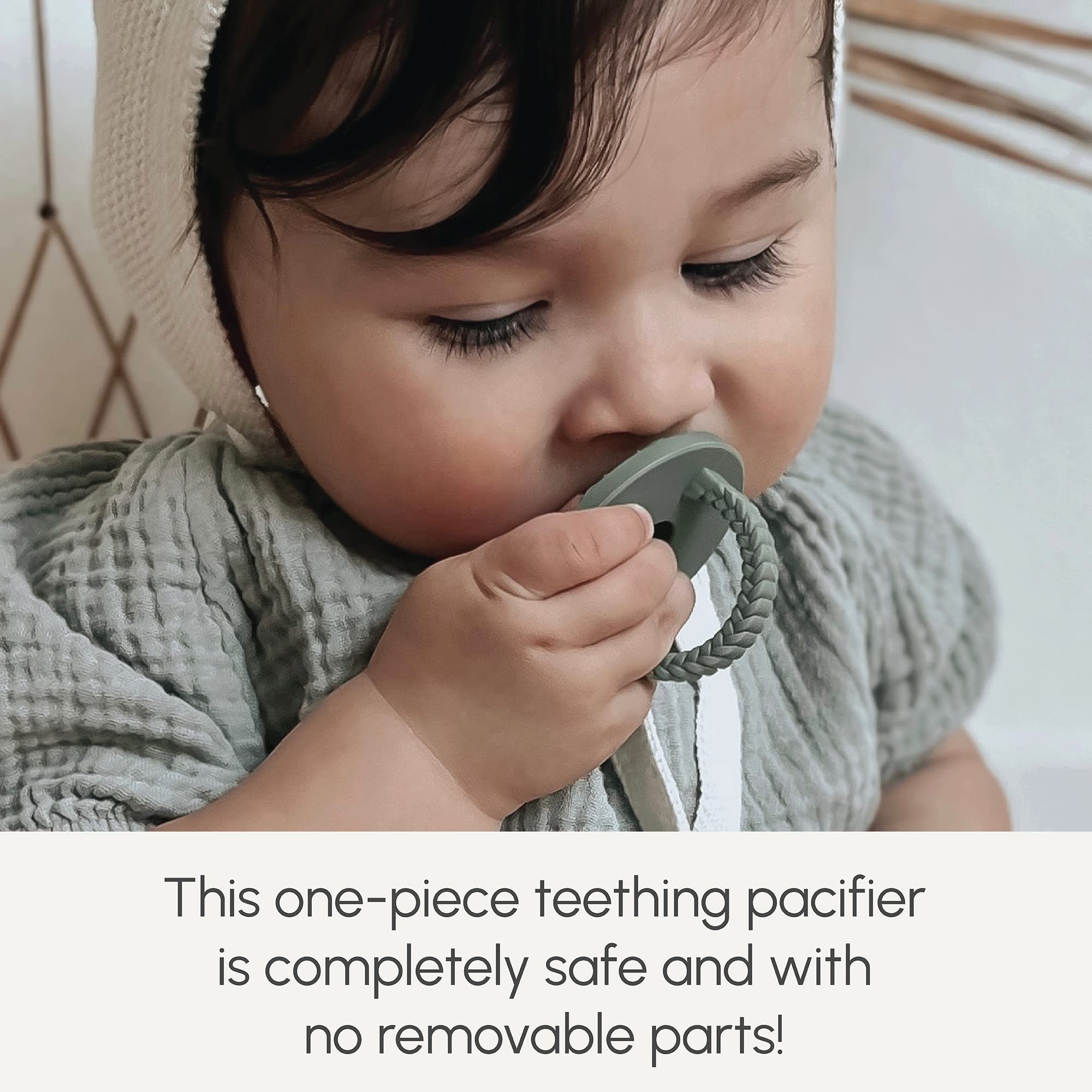 Soothipop Silicone Pacifier Teething Toys for Babies 0-6 Months 12, 18 Months - (2 Pack) Pacifier Shaped Baby Teether, Soft Teething Pacifiers for Babies Baby Teething Relief Bear (Mint & Cream)