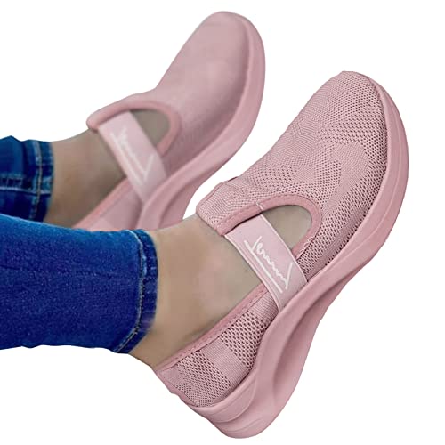 FASDNENDYS Ladies Fashion Solid Color Light Mouth Hollow Mesh Platform Casual Water Shoes Solid Bottom Pink