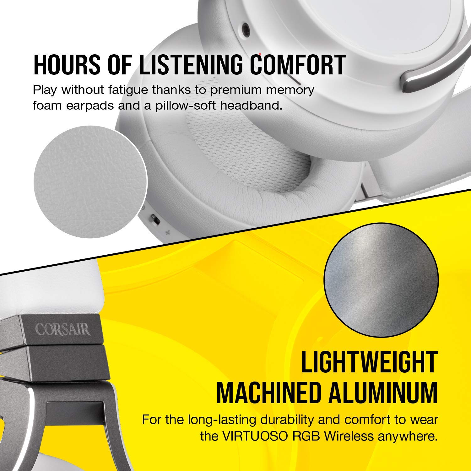 CORSAIR Virtuoso RGB Wireless High-Fidelity Gaming Headset, White, CA-9011186-NA (Renewed)