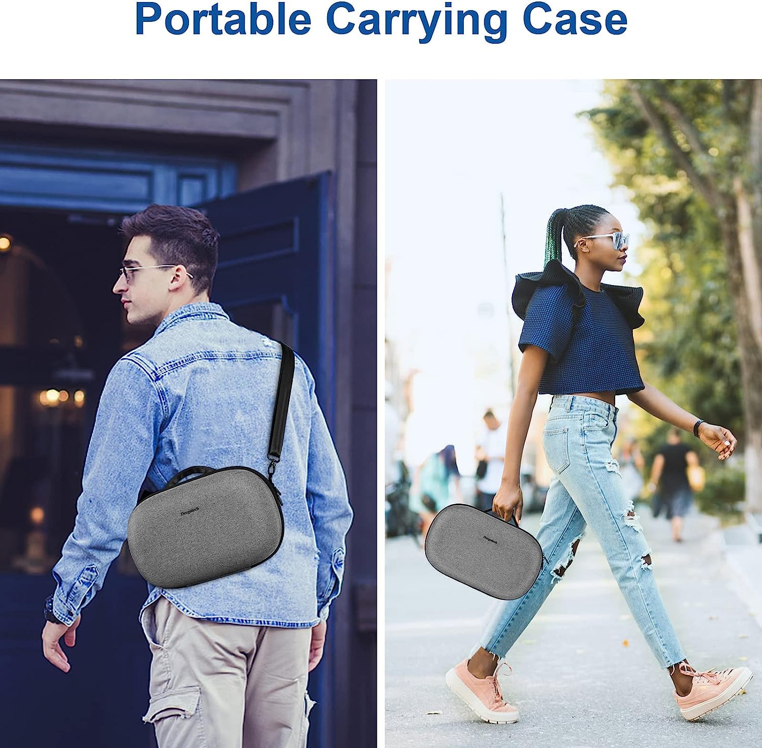Deegotech Carrying Case for Oculus Meta Quest 2, Anti-Drop Hard Protective Case Compatible with Quest 2 Elite Strap VR Headsets and Touch Controllers, Large Travel Storage Bag, Grey