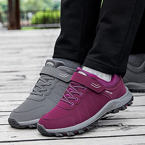 FASDNENDYS Women's Simple and Fashionable Round Head Water Proof Lightweight Breathable Soft Bottom Leather Working Shoe Purple
