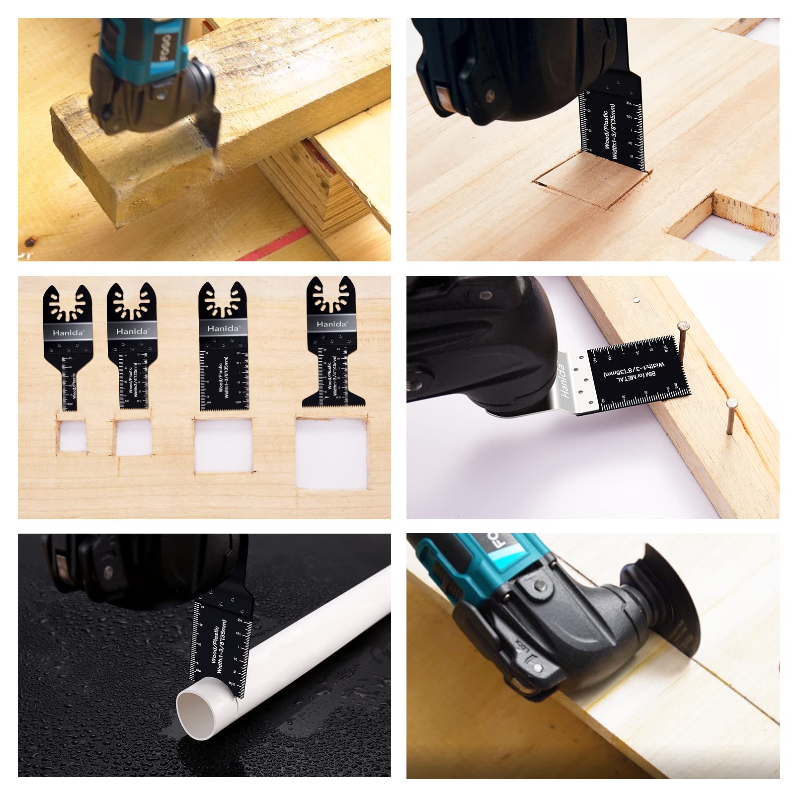 Hanida 24PCS Metal Wood Oscillating Multitool Blades Quick Release Oscillating Saw Blades Universal Multi Tool Blades Set Fit for Porter Cable Rockwell Ridgid Ryobi Milwaukee Dewalt Makita Bosch Fein…