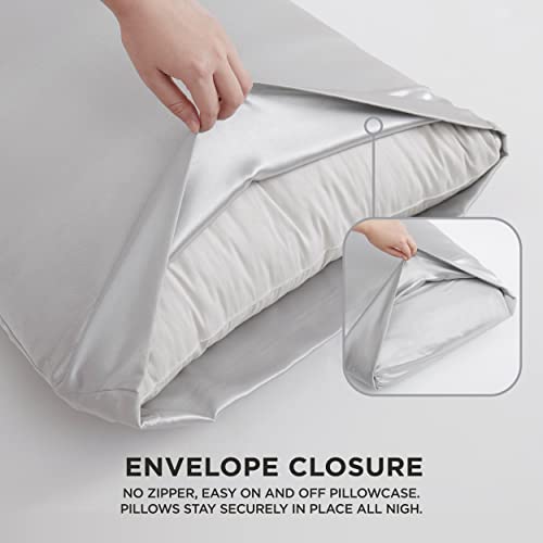 Juicy Couture Satin Pillowcase for Hair and Skin, Grey Standard Size Pillowcase Set of 2 - Silky Satin Cooling Pillow Covers with Envelope Closure