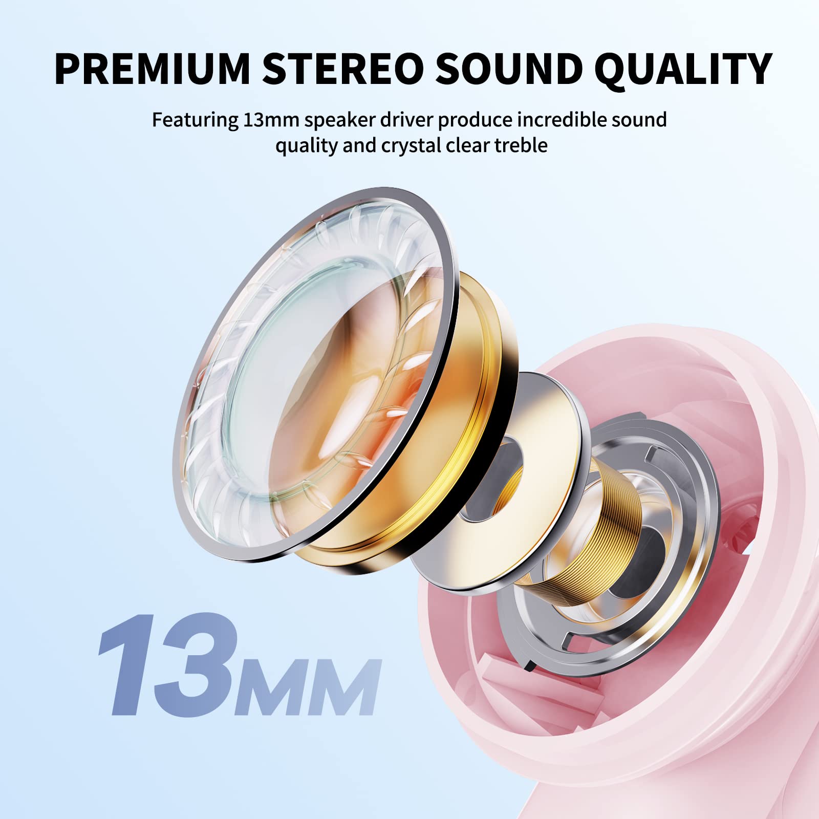 CXK Wlireless Earbuds Bluetooth Earbuds with Premium Sound Bluetooth 5.3 Auto Pairing Ear Buds with 43H Playtime Light Weight IPX6 Waterproof Wireless Headphones