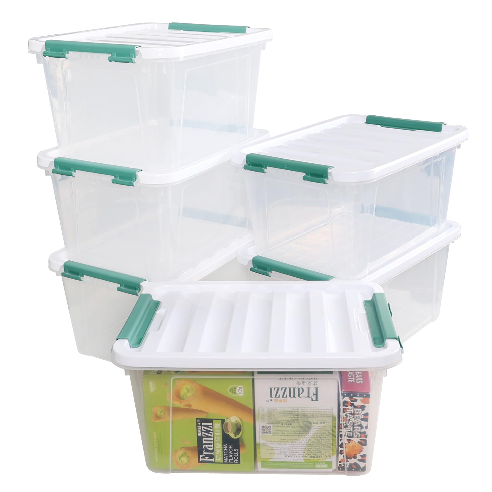 Ramddy 6 Pack 20 Quart Plastic Storage Bins with Lids, Clear Latching Container Box
