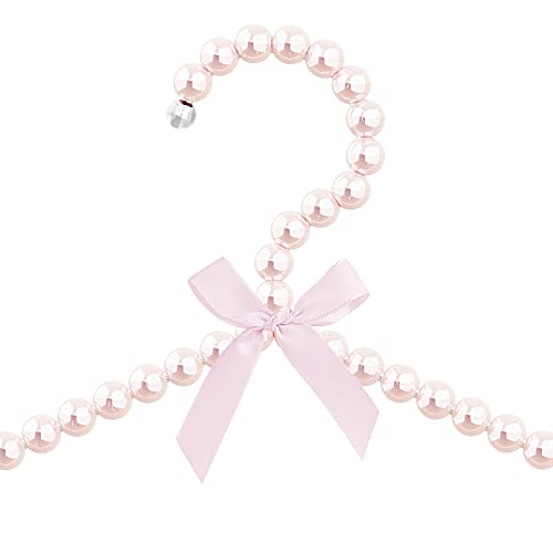 Linkidea 20 Pack Faux Pearl Beaded Clothes Hangers Bulk Pack, Wholesale Multi-Pack Elegant Clothes Dress Wedding Shop Pants Hanger, Closet Coat Storage Organizer Standard Hangers (Pink)