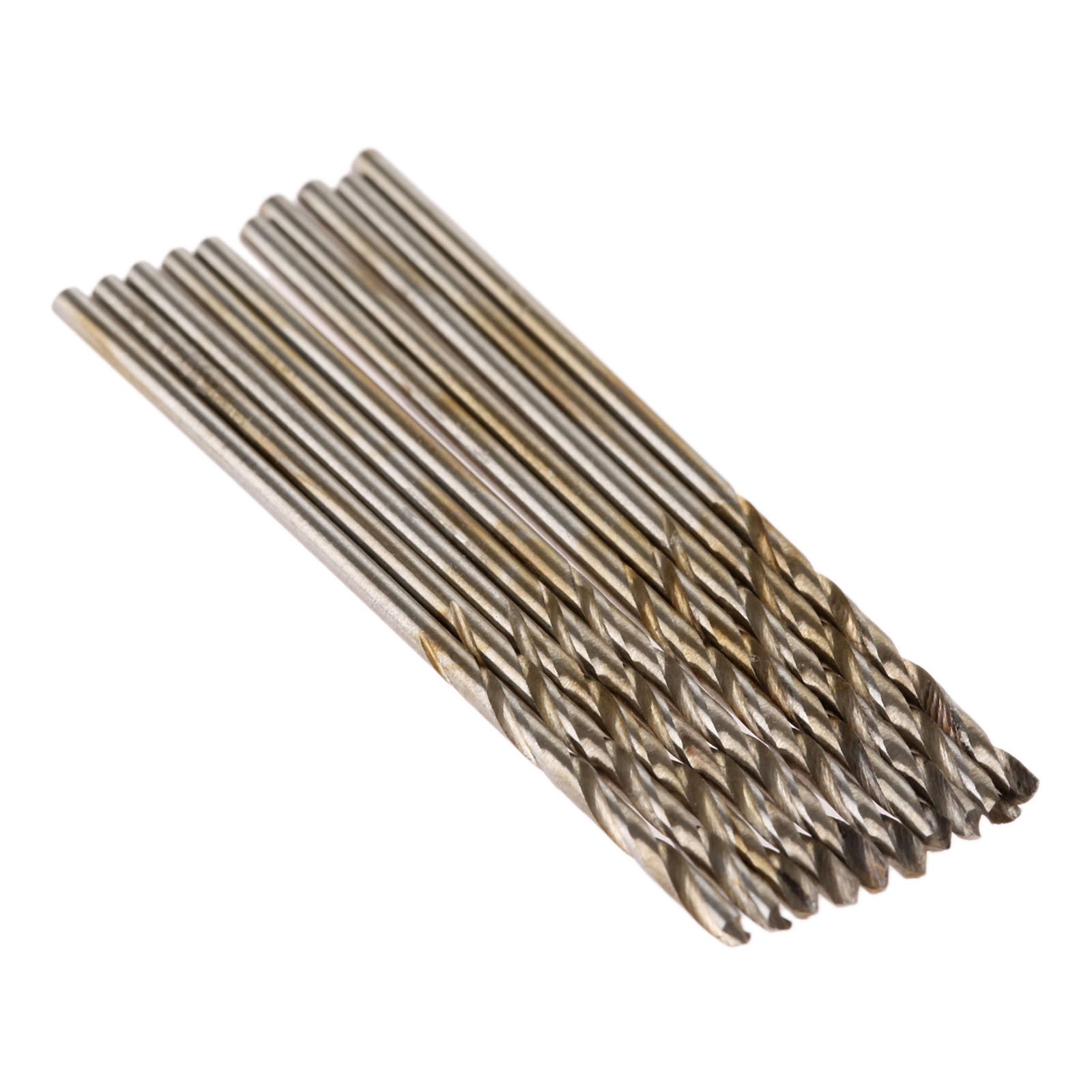 Twist Drill Bit Set (10 pcs), Micro HSS Twist Drill Bit Set, Straight Shank HSS-4341 for Hard Metal, Stainless Steel, Cast Iron, 1mm 3/64"