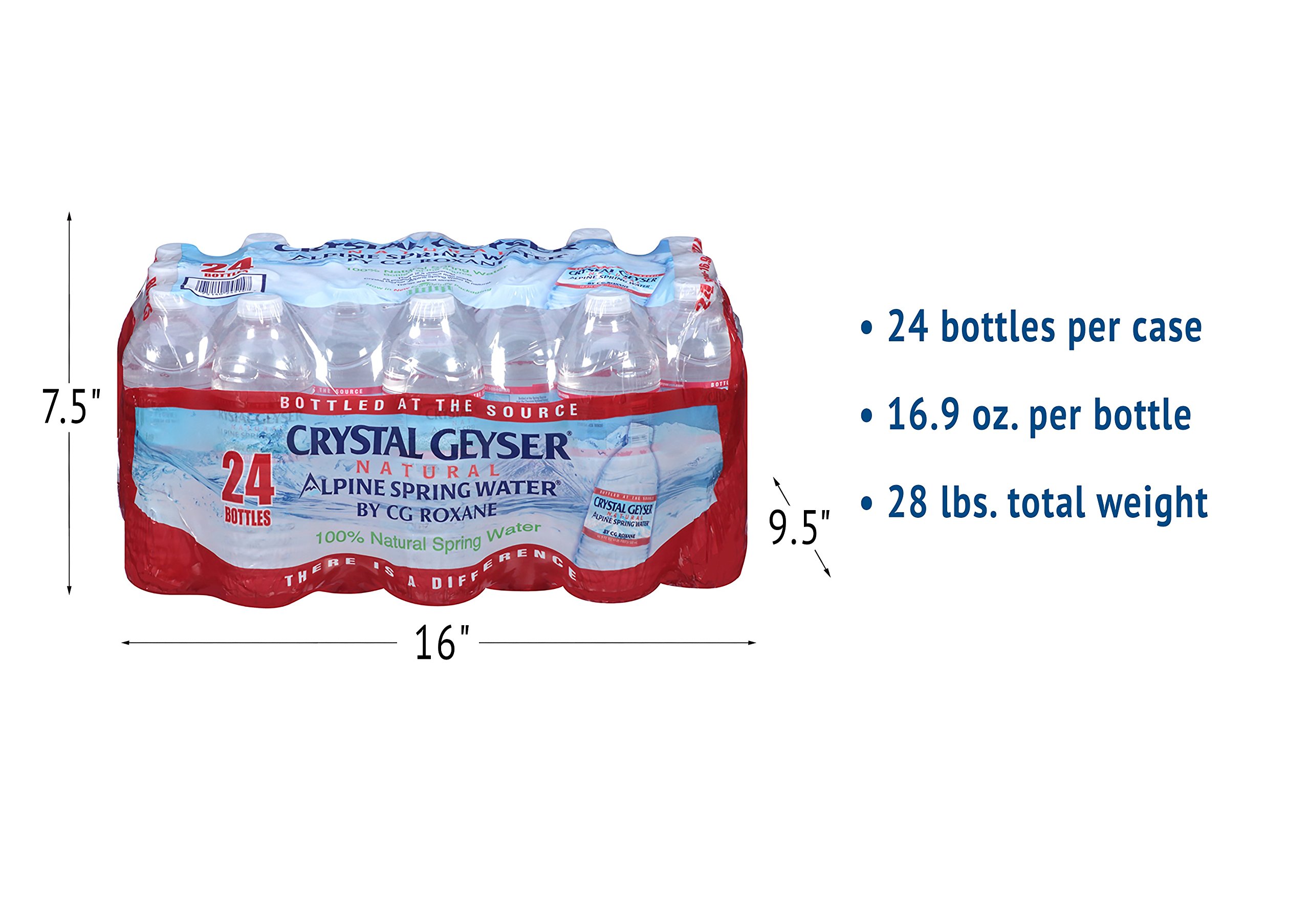 CRYSTAL GEYSER SINCE 1977 Pallet Of 84 Cases, Of Alpine 100% Natural Spring Water, 24 16.9oz bottlesper Case, Bottled at The Source, Clear, (CGW24514PL)
