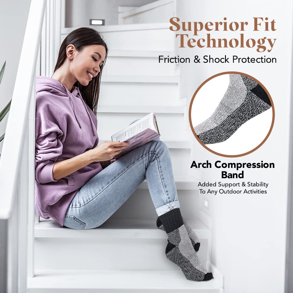 Debra Weitzner Thermal Socks Merino Wool For Men and Women - Extra-Warm Winter Cold Weather Boot Socks (3 Pairs)