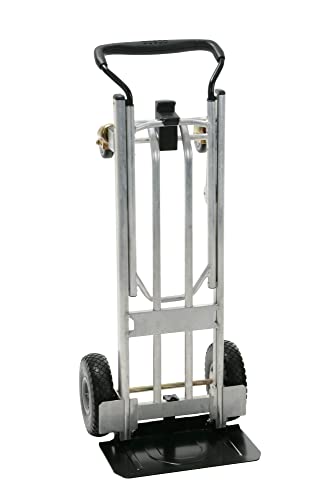 COSCO 12243ASB1E 3-in-1 Folding Series Hand Truck Platform Cart with Flat-Free Wheels, 800 lb/1000 lb Capacity, Aluminum/Black