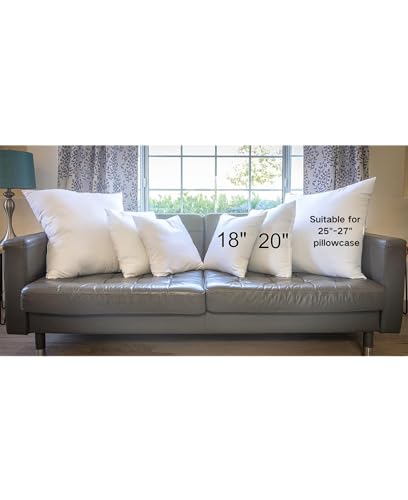 Cozy Bed Euro Throw Pillows Insert (Pack of 2, White) 26 x 26 Inches (Suitable for 25-27 pillowcase.), Bed Pillows for Sleeping European Size, Bed and Couch Pillows, Decorative Pillows