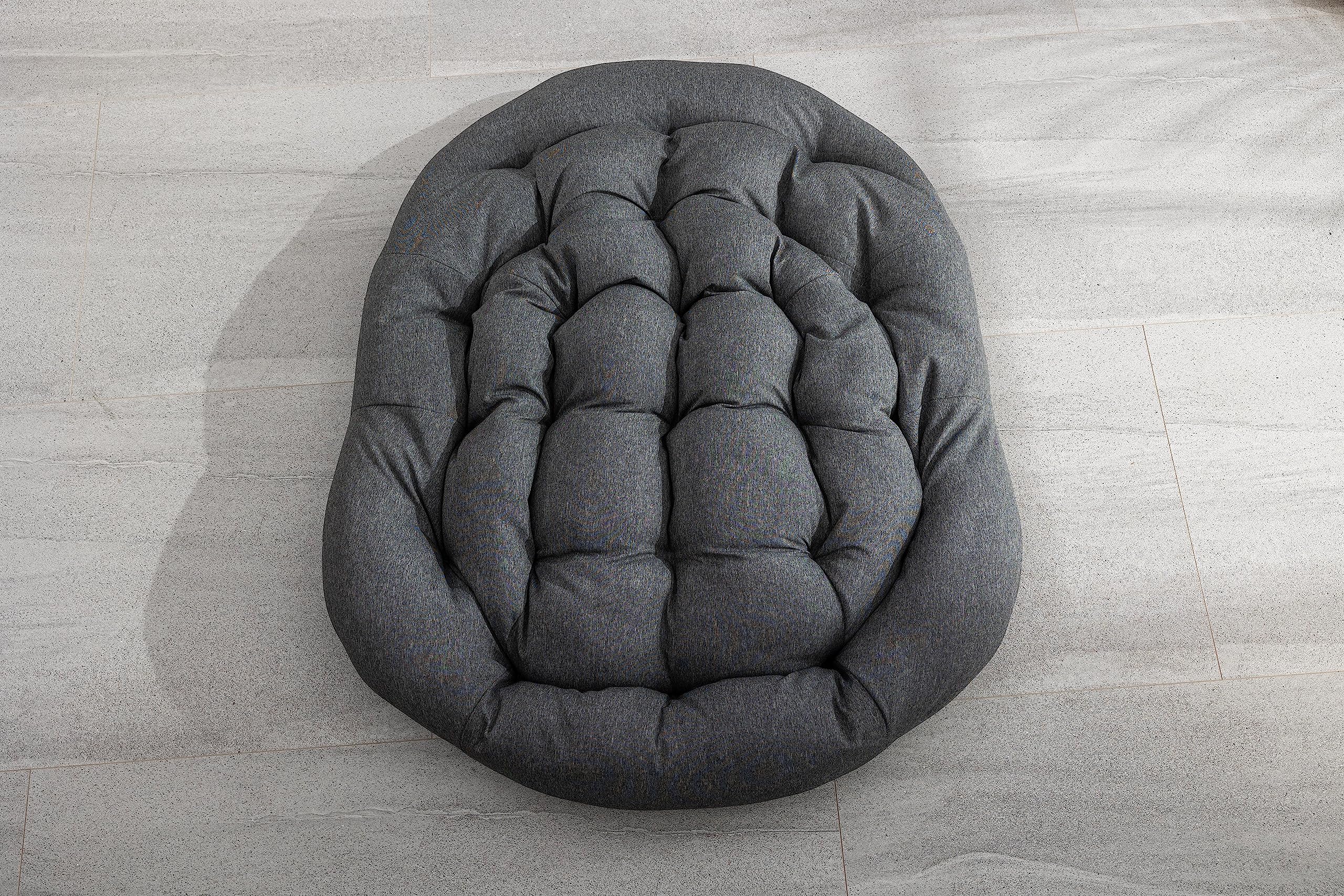 kikuwa Patio Rocking Chair, Indoor & Outdoor Backyard Oversized Rattan Egg Papasan Chairs, Comfy Upholstered Chairs, with Padded Cushion for Front Porch, Garden,Garden, Backyard (Grey)