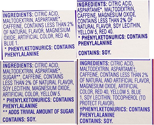 Crystal Light With Caffeine Variety Pack, 1 peach mango, 1 Citrus, 1 Wild strawberry, 1 Grape, 4 ct.