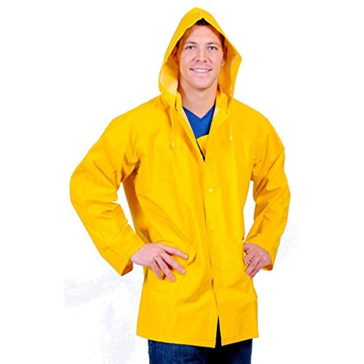 Galeton 7960-XXXL-YW Repel Rainwear 0.35mm PVC/Polyester Rain Jacket with Detachable Hood, 3XL, Yellow
