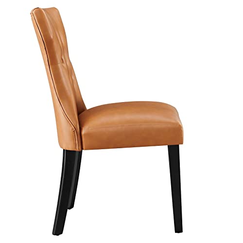 Modway Silhouette Modern Tufted Vegan Leather Upholstered Parsons Tan, One Dining Chair