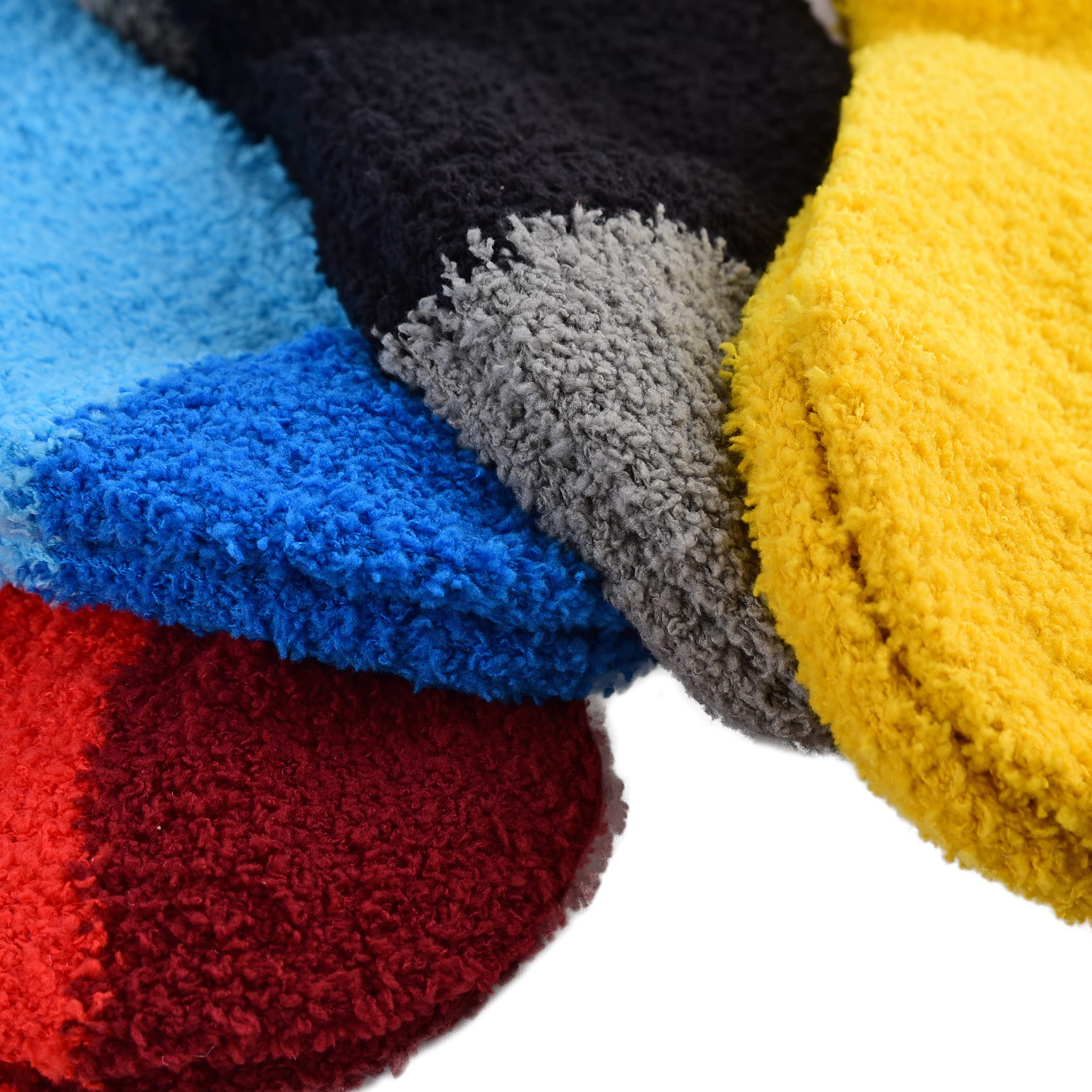 CyberGoods Men's Very Fuzzy Socks,Thermal,One Size Fits All,4 Pack,Black,Baby Blue,Honey Yellow,Wine Red