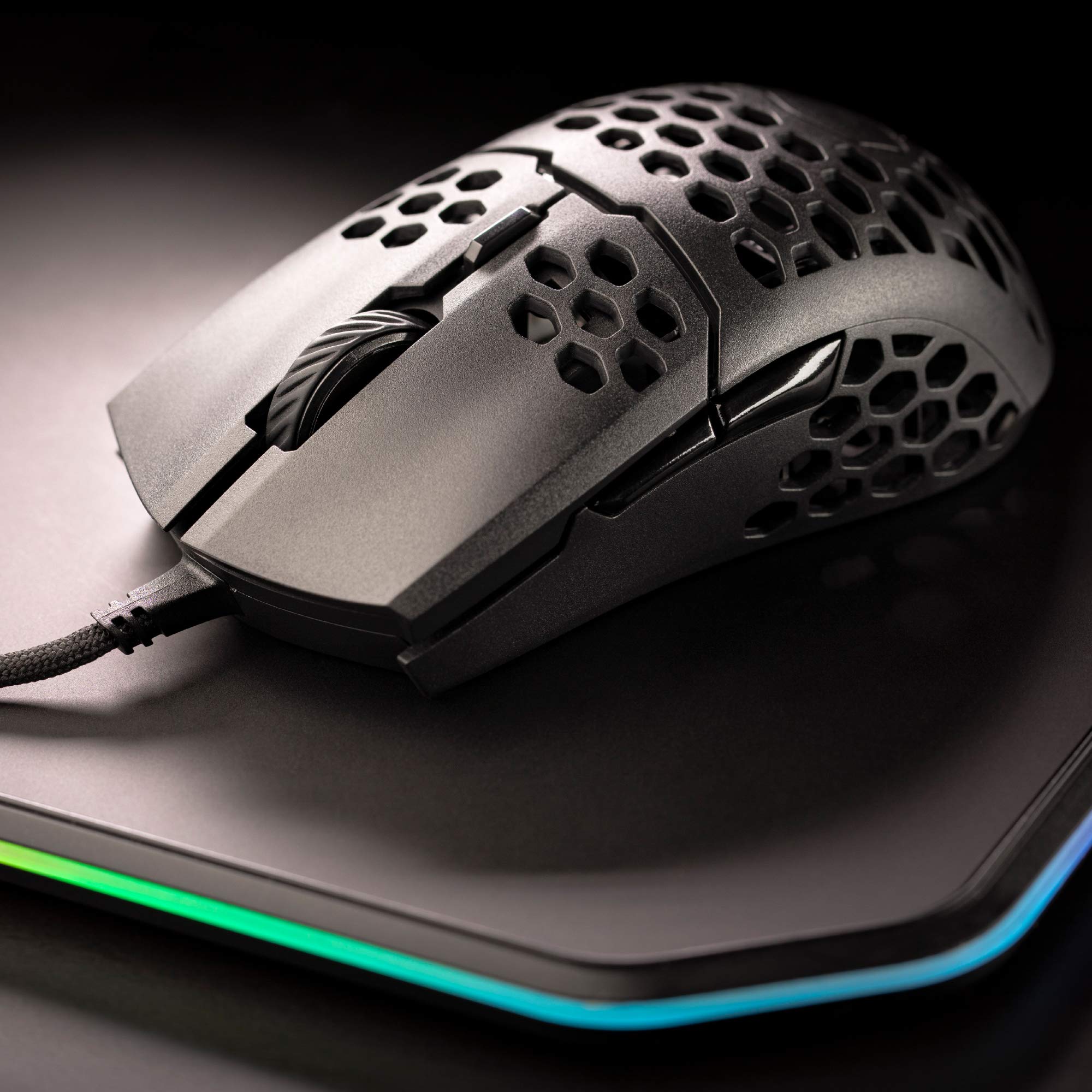 Cooler Master MM710 53G Gaming Mouse with Lightweight Honeycomb Shell, Ultralight Ultraweave Cable, Pixart 3389 16000 DPI Optical Sensor