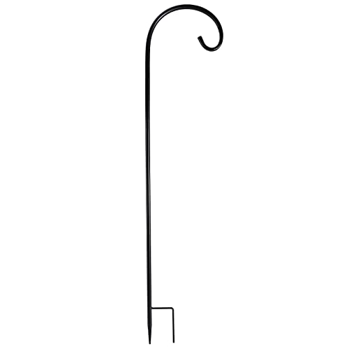 GSM Brands Shepherds Hook 65 Inch, Black, Adjustable Design.5 Thick Yard Decor for Hanging Up to 20 lbs.