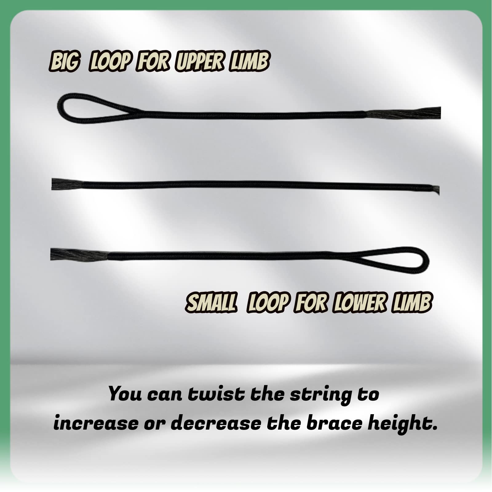 DEERACE Traditional Recurve Bow String, AMO 48"-70" 12,14,16 Strands Dacron Bow String Replacement for Recurve/Long/Horse Bow (AMO 60β (Actual Length 56β), 12 Strands (Recommended for up to 40 lbs))