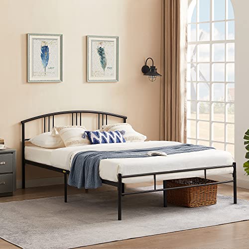 VECELO Full Bed Frame with Headboard and Footboard, 14 Inch Metal Platform Mattress Foundation, Sturdy Premium Steel Slat/No Box Spring Needed