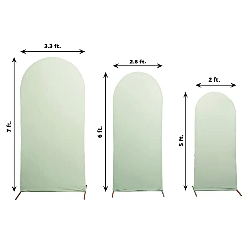 Efavormart Set of 3 | Matte Sage Green Spandex Fitted Wedding Arch Covers for Round Top Chiara Backdrop Stands - 5ft, 6ft, 7ft