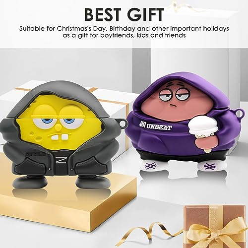 LDSXAY Beats Studio Buds/Buds + Case Cover, 3D Cute Funny Cartoon Character Silicone Protective Skin Cover for New Beats Studio Buds + Wireless Earbuds Case with Keychain Accessories (Purple)