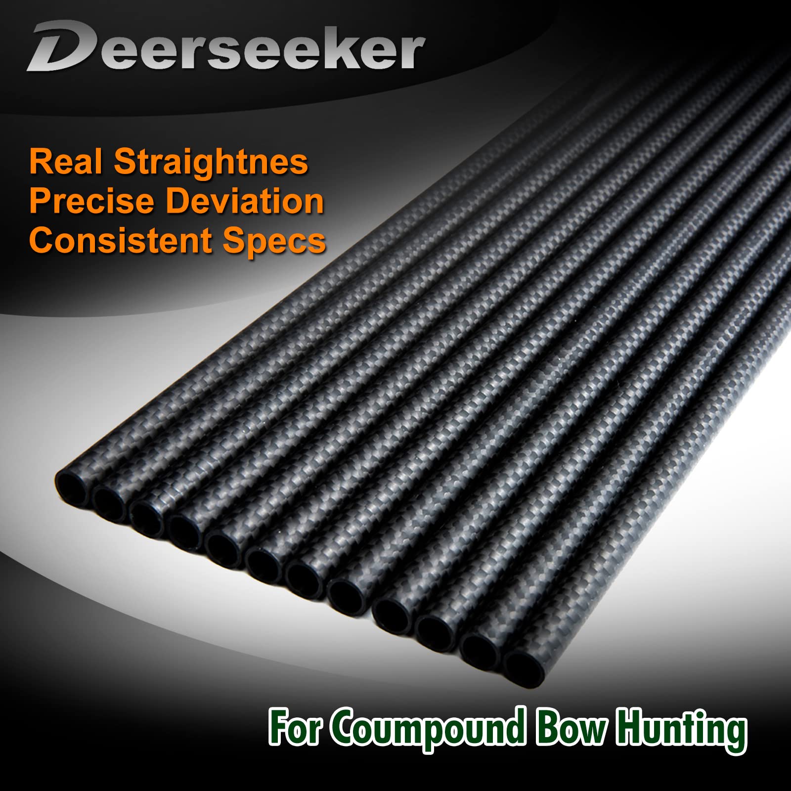 Deerseeker Archery 31inch Compound Hunting Arrows Carbon Weave with Removable Tips for Recurve Bow Traditional Longbows Target Shooting Practice 6-Pack Spine 300