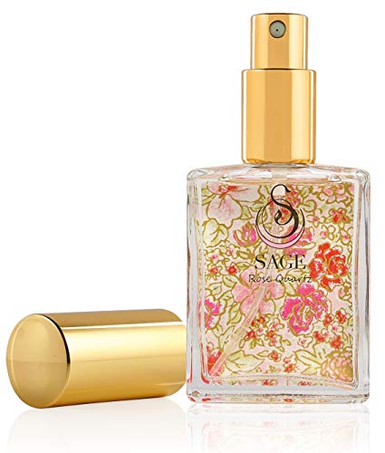 Rose Quartz Organic Eau de Toilette Spray Perfume By The Sage Lifestyle (2 Oz/59 ml) - 75% organic, 100% gorgeous- A Gemstone Perfumery, Travel Perfume, Vegan Perfume Oil - Feel Subtle Hint of White Amber, Sandalwood & Fresh Musk