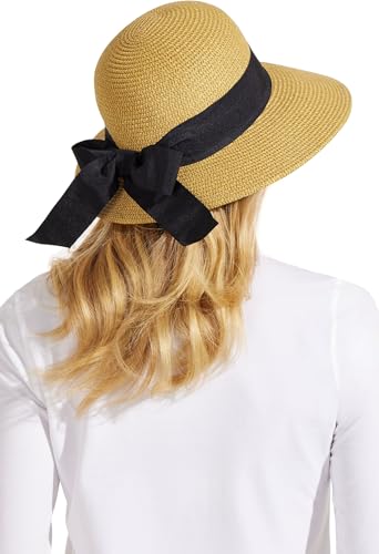 Coolibar UPF 50+ Women's Asymmetrical Clara Sun Hat - Sun Protective (One Size- Natural)
