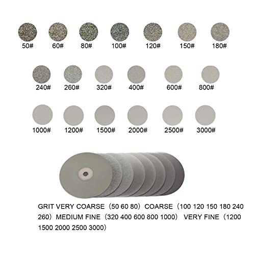 DZQ 3Pcs Diamond Grinding Wheel Disc Arbor Hole 8" x 1/2" Abrasive Lap 1000/1200/2500 Grit for Cutting or Sanding Stone and Glass