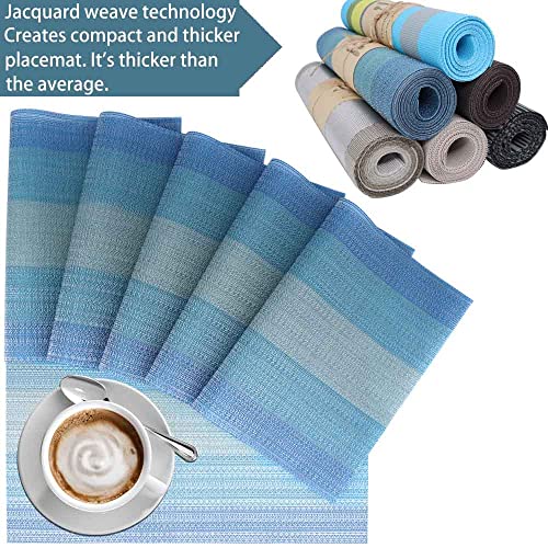 WaoDoing Placemats, Placemats for Dining Table, Heat Resistant Place Mats for Kitchen Table, PVC Table Mats, Easy to Clean, Set of 6