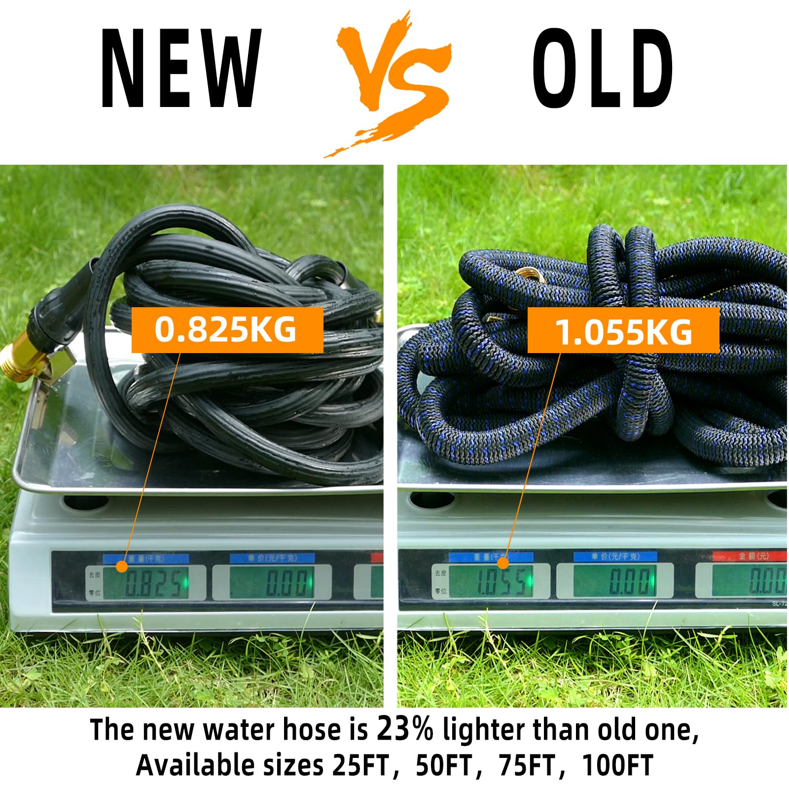 Expandable Garden Hose,New Upgrade Water Hose with Lightweight Rubber Fabric and Triple Layer Latex Core, 3/4" Solid Brass Fittings, No-Kink, Retractable Flexible Hose with Spray Nozzle (50FT, Black)