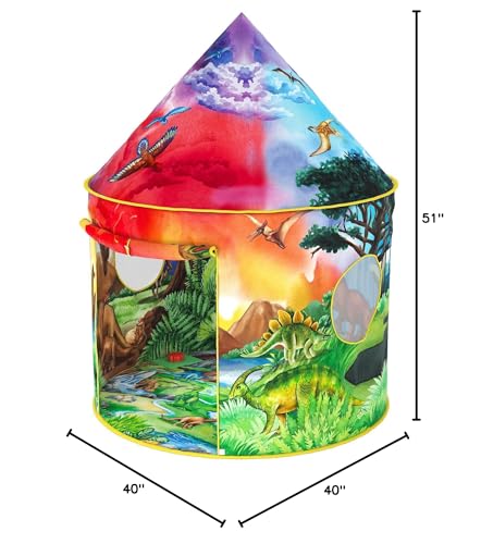 W&O Dinosaur Discovery Play Tent with Roar Button - Extraordinary Pop Up Tent for Boys & Girls - Perfect for Indoor & Outdoor Adventures