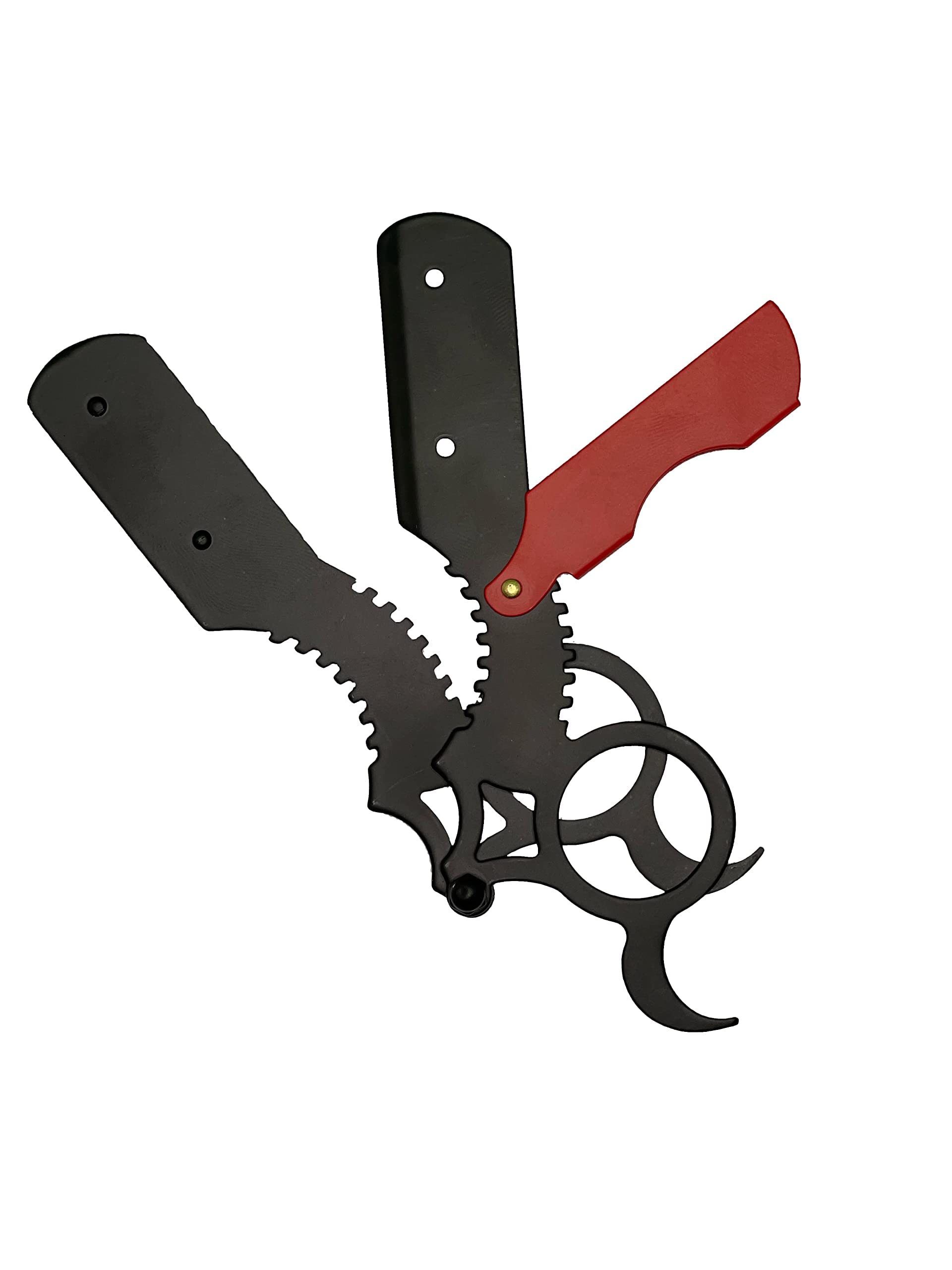 The Brand for You Barber Straight Razor Professional Straight Edge Razor for Men Double Ring Barber Razor Compatible with Double Edge Blade Beard Shaping tool (Black & Red) (Red & Black)