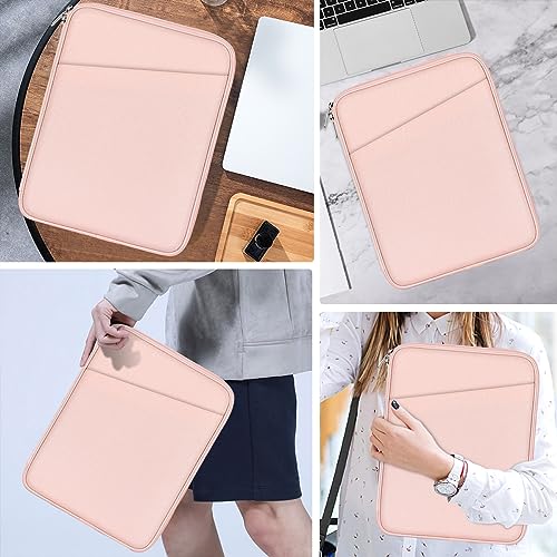 MoKo 12.9 Inch Tablet Sleeve Bag, Compatible with iPad Pro 12.9 M2 2022/2021/2020/2018/Pro 12.9 2017, Surface Laptop Go 12.4", Galaxy Tab S8+ 12.4", Waterproof Bag Carrying Case with Pocket, Pink