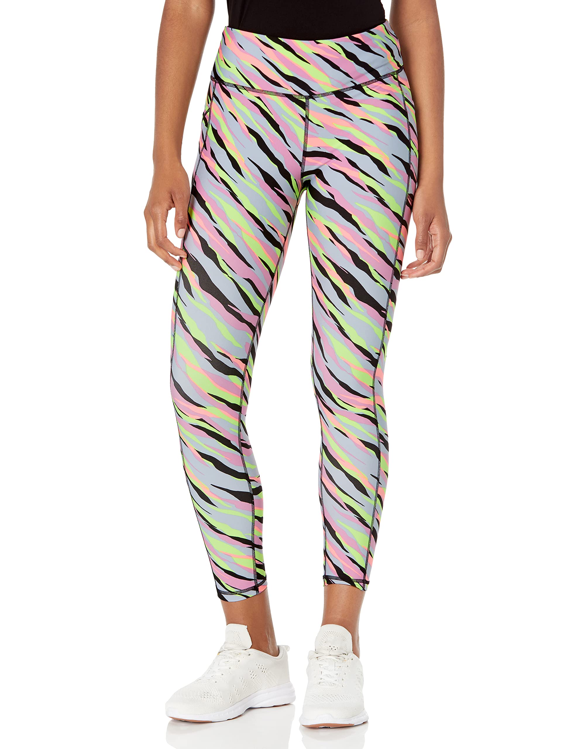 DKNY Women's Tight Printed High Waist Performance Leggings, Lilac Heatwave, Large