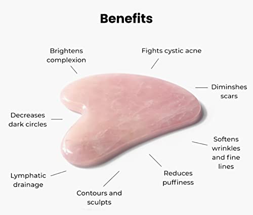 ROSELYNBOUTIQUE Gua Sha Facial Tools Natural Quartz Healing Crystal - Face Massager Guasha Skin Care Tool for Men Women (Rose Quartz)